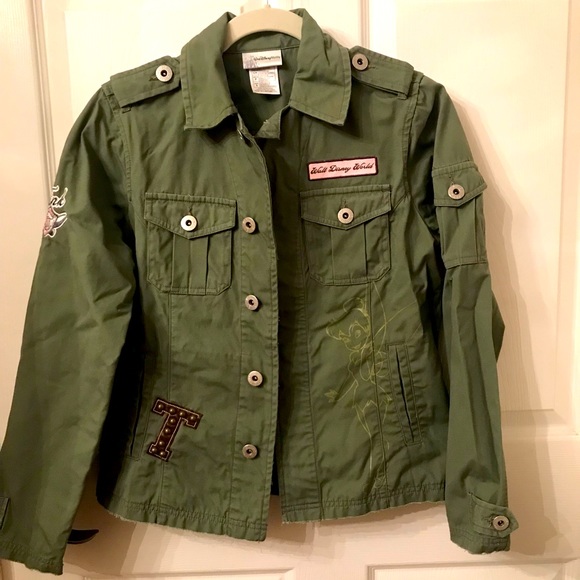 Disney | Jackets & Coats | Disney Tinkerbell Military Green Jacket ...